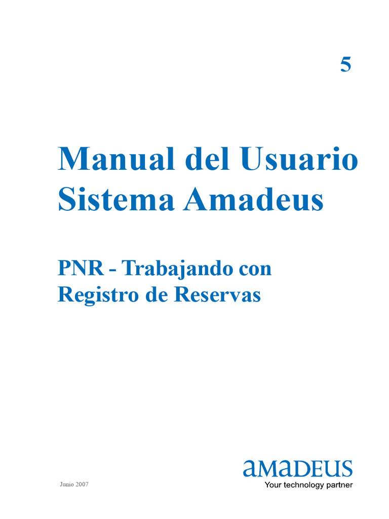 Manual Del Usuario Sistema Amadeus PNR TR | PDF | Pasajero | Transporte