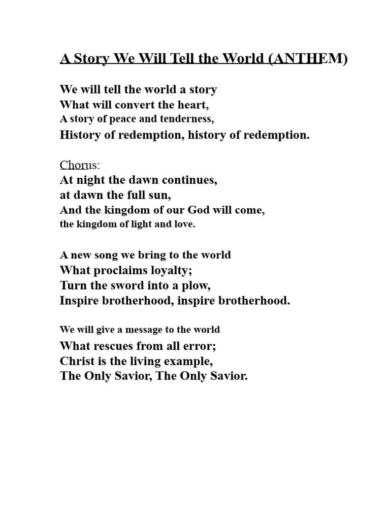 A Story We Will Tell The World | PDF