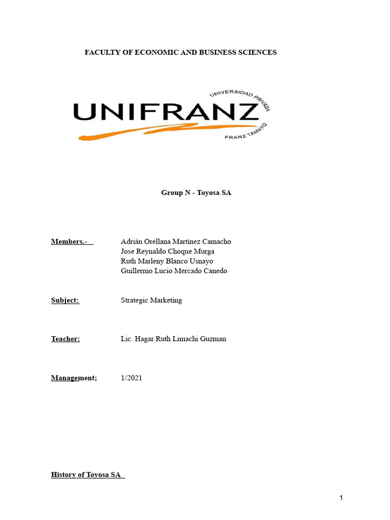 TOYOSA COMPANY (Group N) | PDF | Toyota | Marketing