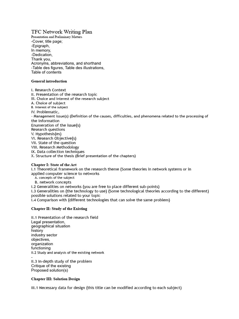 TFC Network Research Writing Plan | PDF