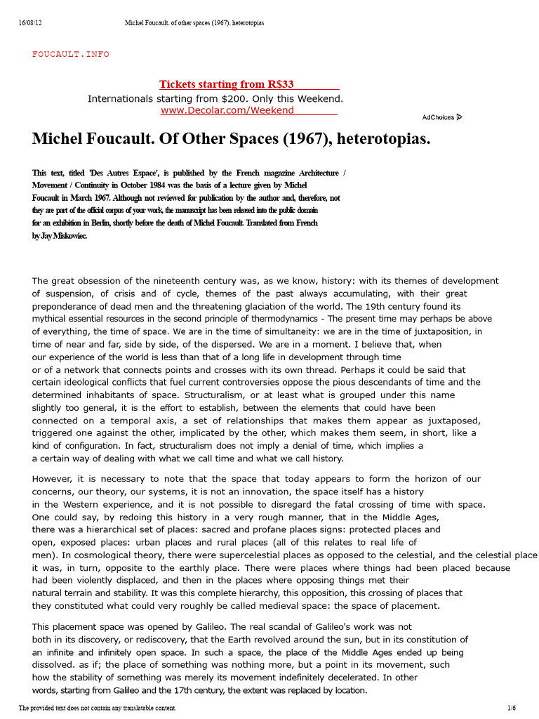 Foucault's Heterotopias Explained | PDF | Space