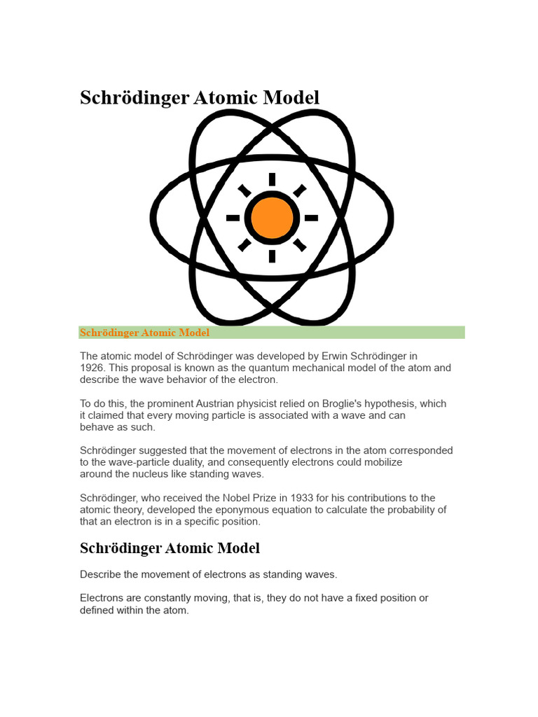 Schrödinger's Quantum Atomic Model | PDF | Schrödinger Equation | Electron