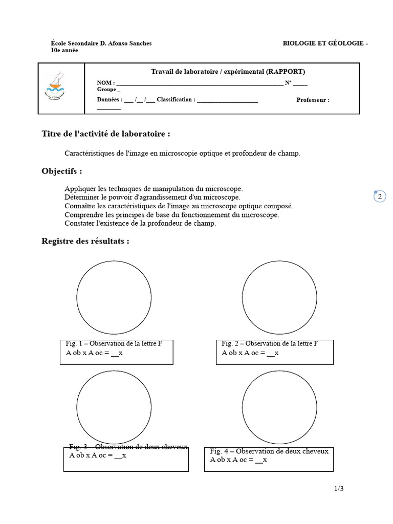 Caractéristiques de l'image au microscope | PDF | Pouvoir de résolution ...