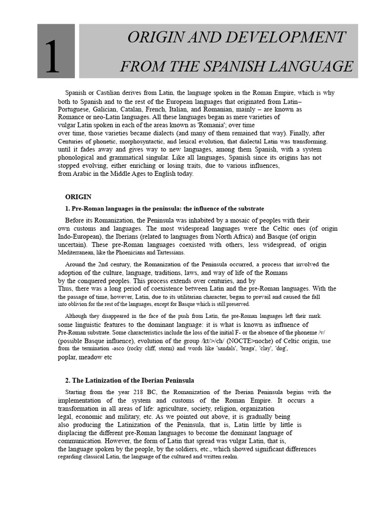 1 Origin and Development of The Spanish Language | PDF | Spanish ...