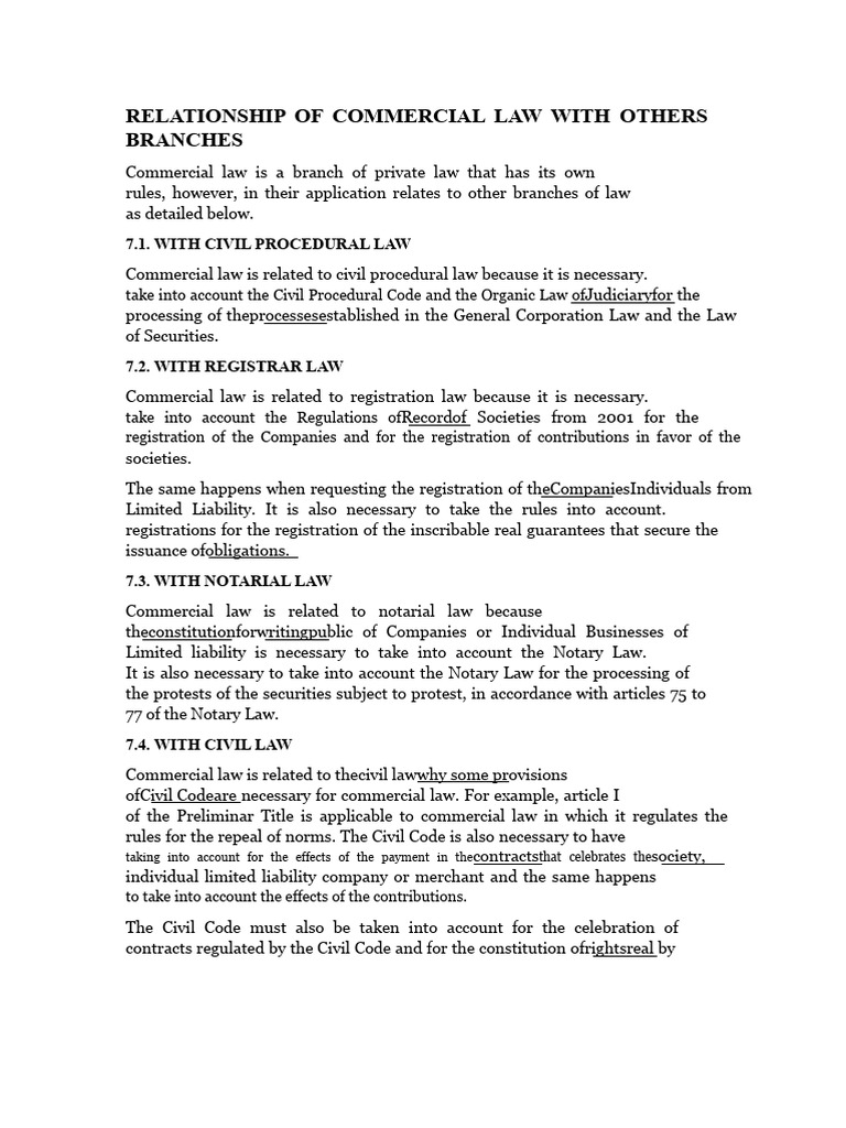 Relationships of Commercial Law With Other Branches | PDF | Taxes ...