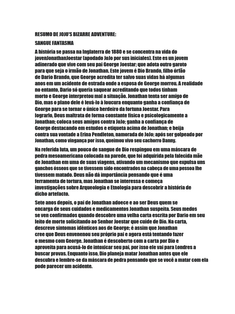 Resumo de Jojos Bizarre Adventure | PDF | Vampiros