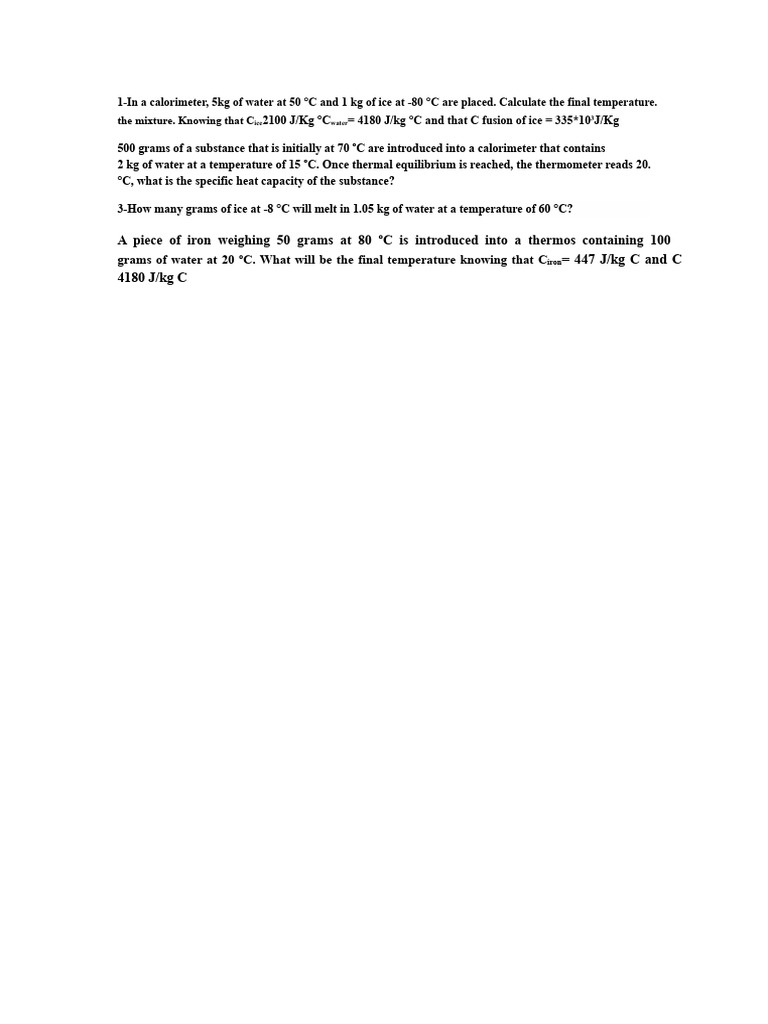 Calorimetry Problems and Solutions | PDF