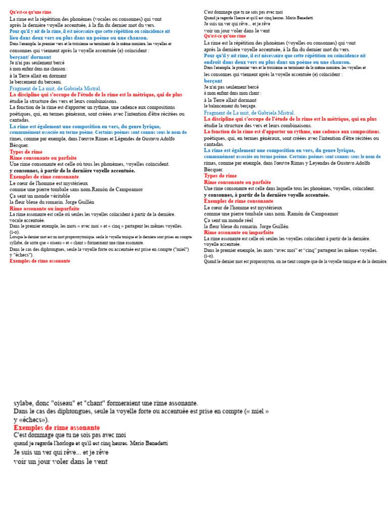 Qu'est-Ce Qu'une Rime | PDF | Rime dans la poésie | Syllabe