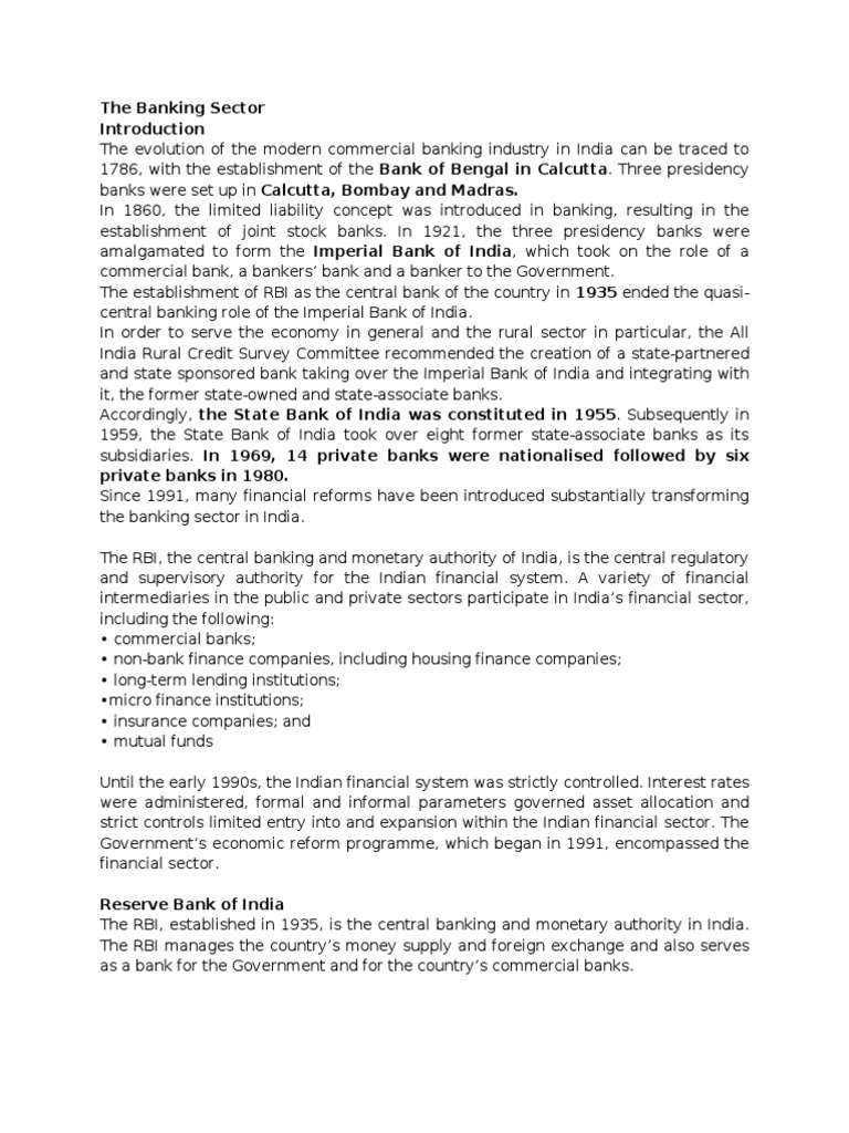 Banking Sector | PDF | Reserve Bank Of India | Central Banks