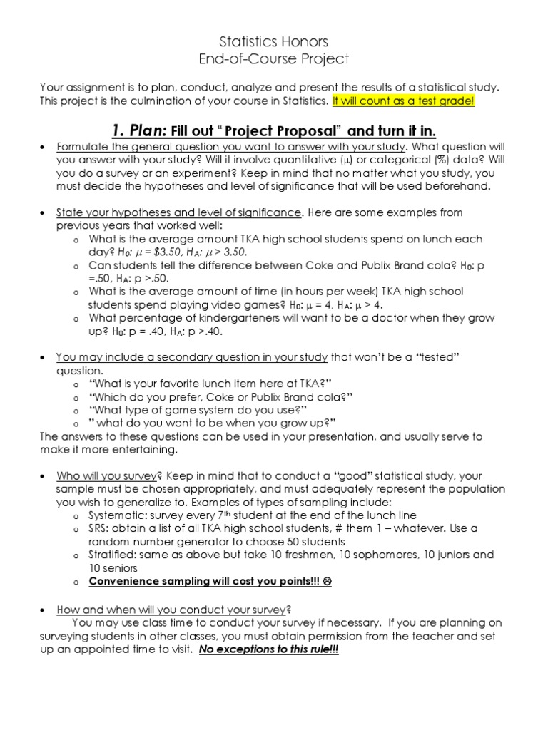 Statistics End-Of-Course Project A | PDF | Statistical Hypothesis ...