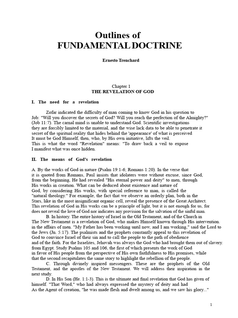 Fundamental Doctrine Outlines - Ernesto Trenchard | PDF | Revelation ...
