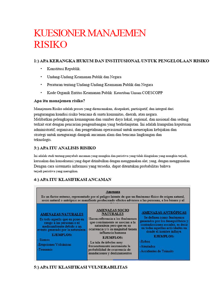 Kuesioner Manajemen Risiko 2024 | PDF