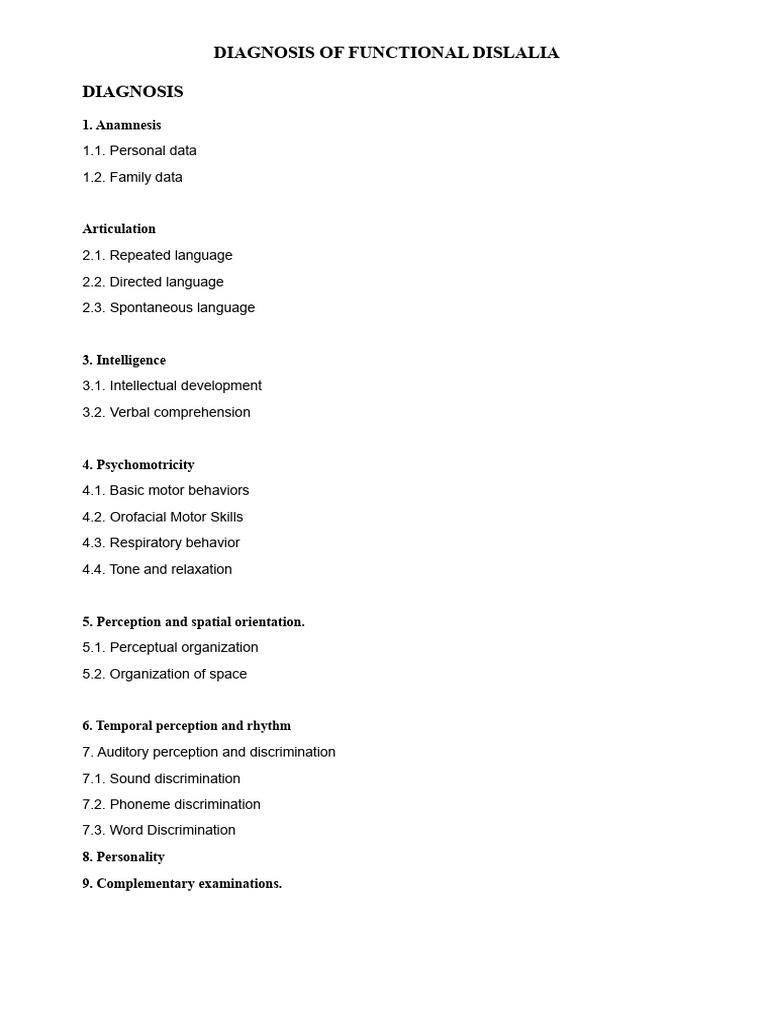 Diagnosis of Functional Dyslalia | PDF | Vocabulary | Perception
