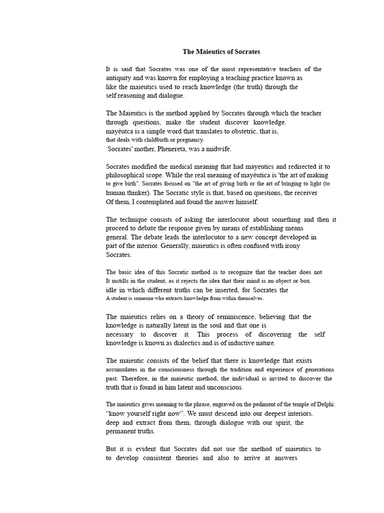 Analysis of Socratic Maieutics | PDF | Socrates | Epistemology