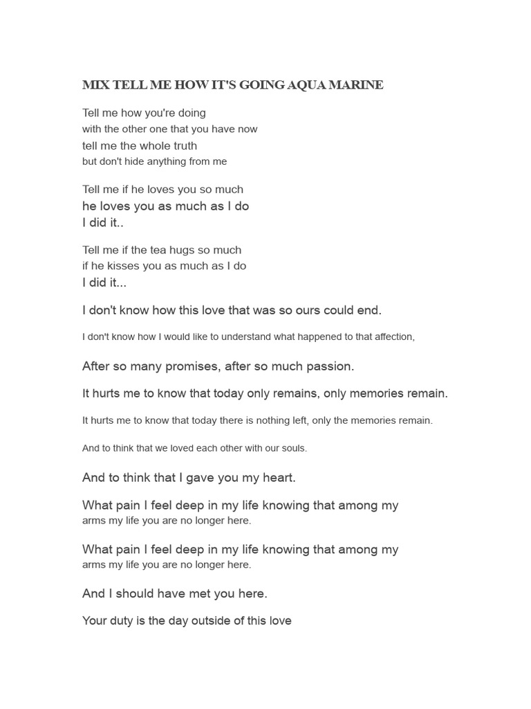 Mix Tell Me How It Goes | PDF