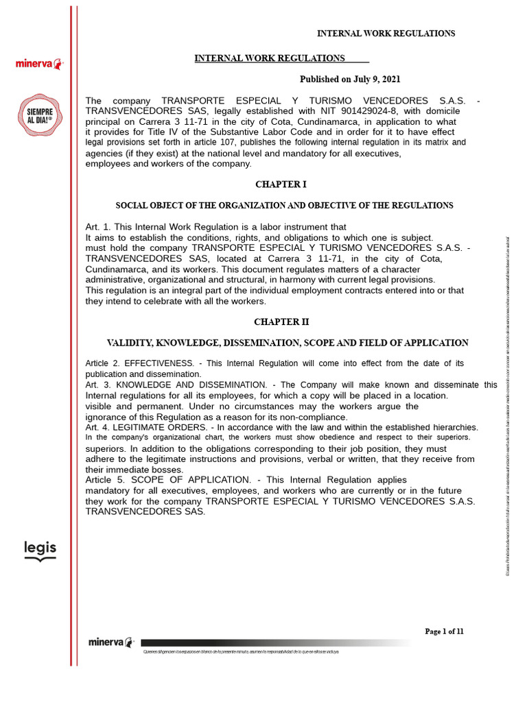 Internal Work Regulations | PDF | Salary | Employment