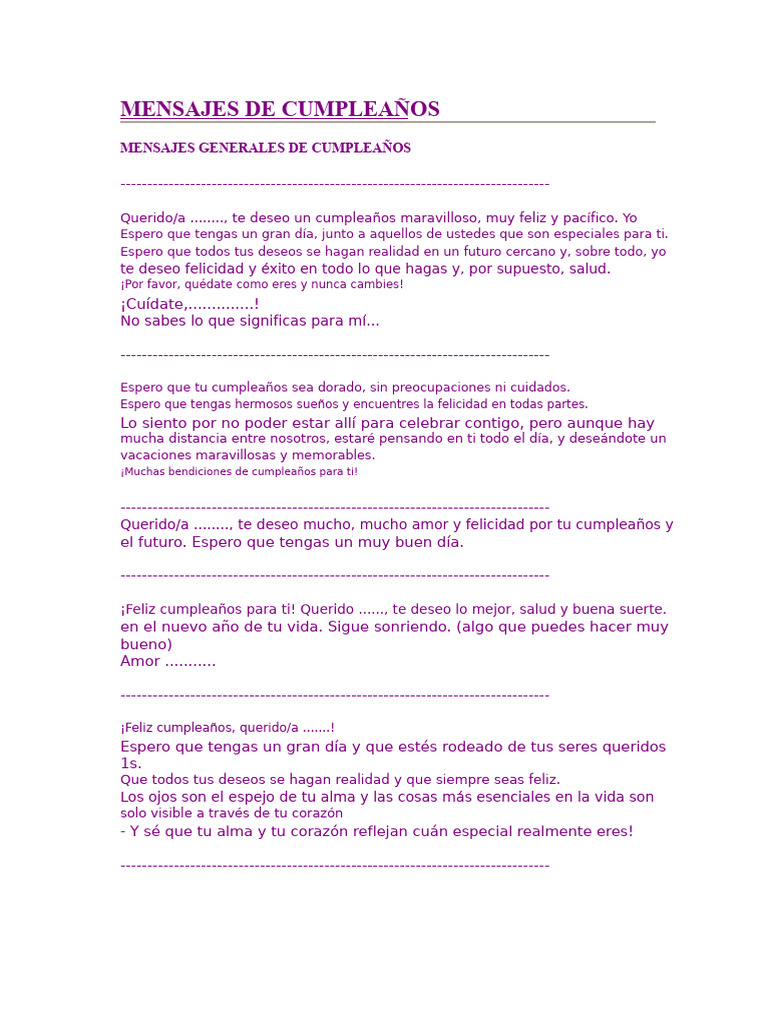 Mensajes de cumpleaños por SMS | PDF | Cumpleaños | Amor