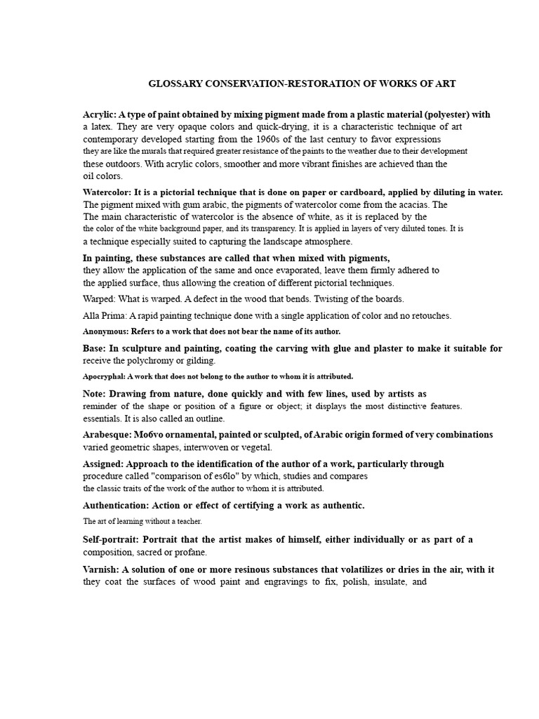 Restoration Glossary | PDF | Paint | Acrylic Paint