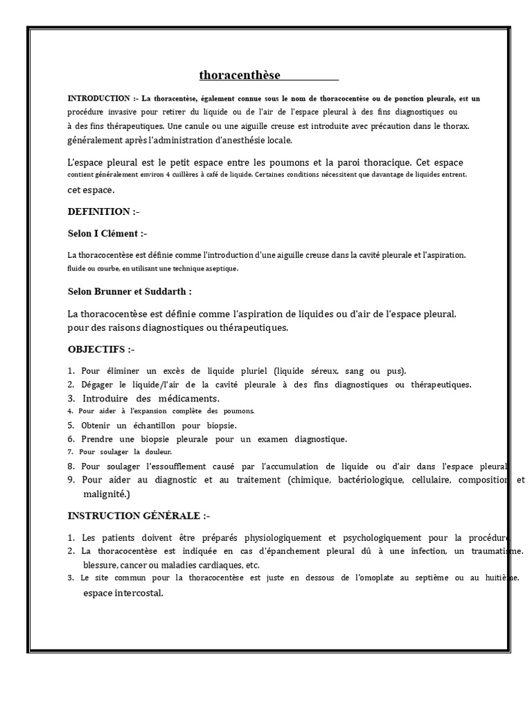 Guide complet sur la thoracentèse | PDF | Maladies et troubles ...