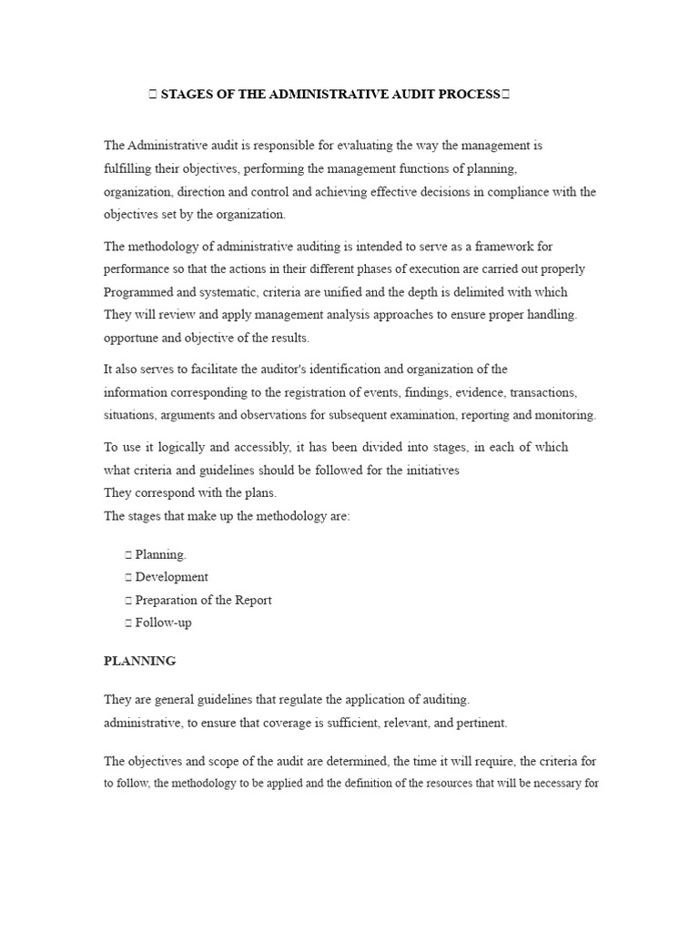 Stages of The Administrative Audit | PDF | Audit | System