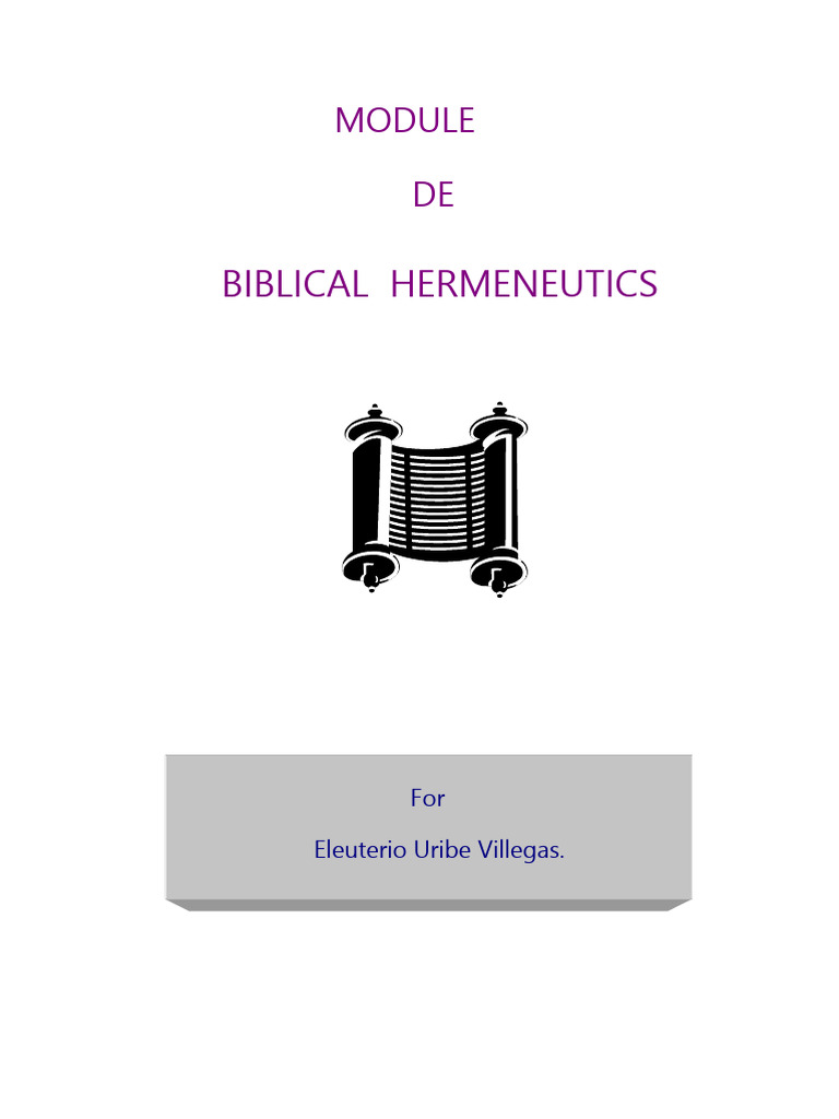 BIBLICAL HERMENEUTICS | PDF | Biblical Hermeneutics | Hermeneutics