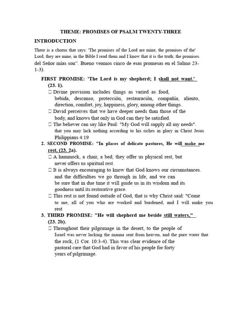 Promises of Psalm 23 Explained | PDF | Glory (Religion) | Shepherd