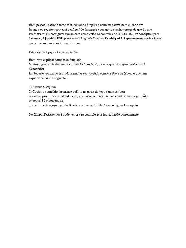 Xinput (Emulador de Controles de Xbox 360) Configurado | PDF