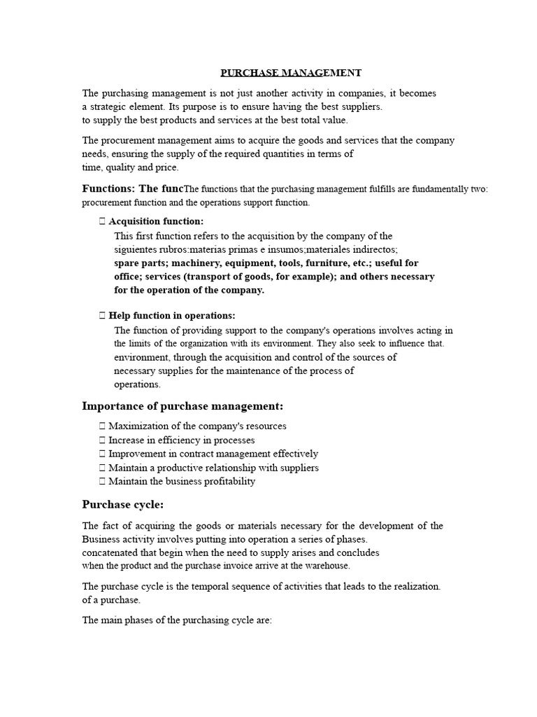 Effective Purchase Management Strategies | PDF | Supply Chain ...