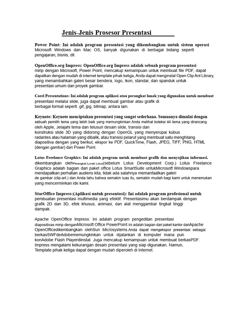 Jenis Prosesor Presentasi | PDF