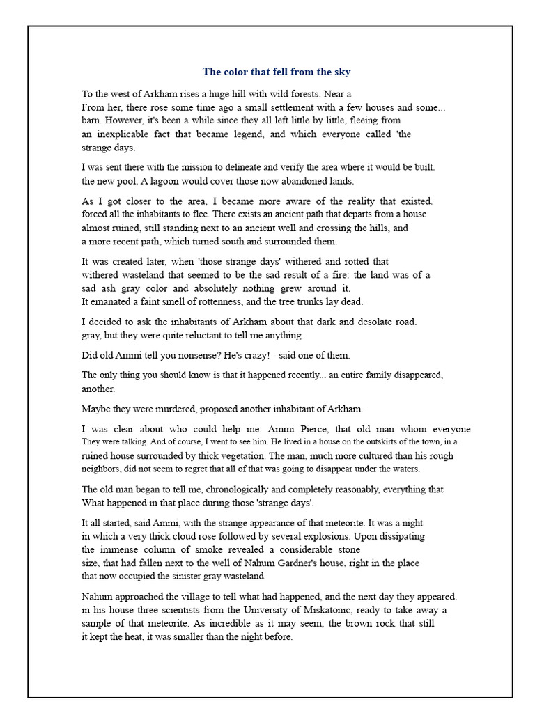 The Color That Fell From the Sky | PDF