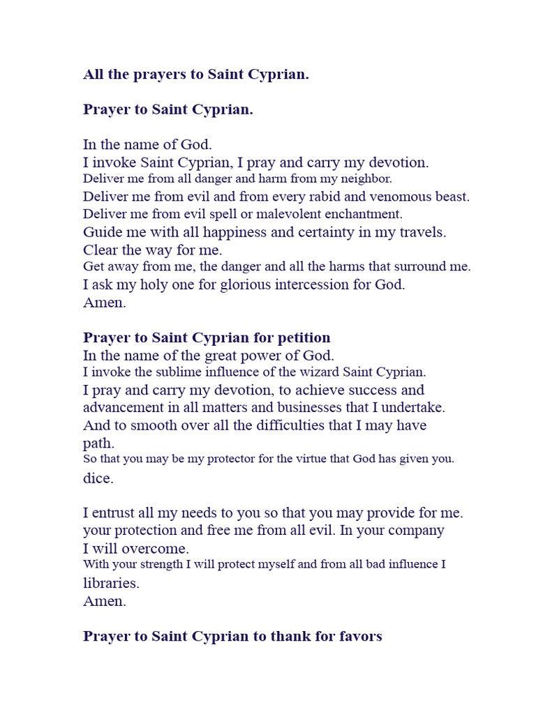 Prayers to Saint Cyprian for Protection | PDF | Prayer | Saint