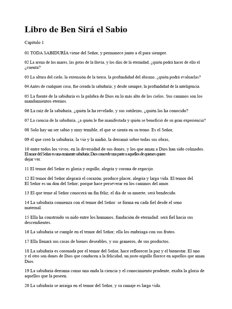 Libro de Ben Sirá El Sabio | PDF | Pecado | Sabiduría