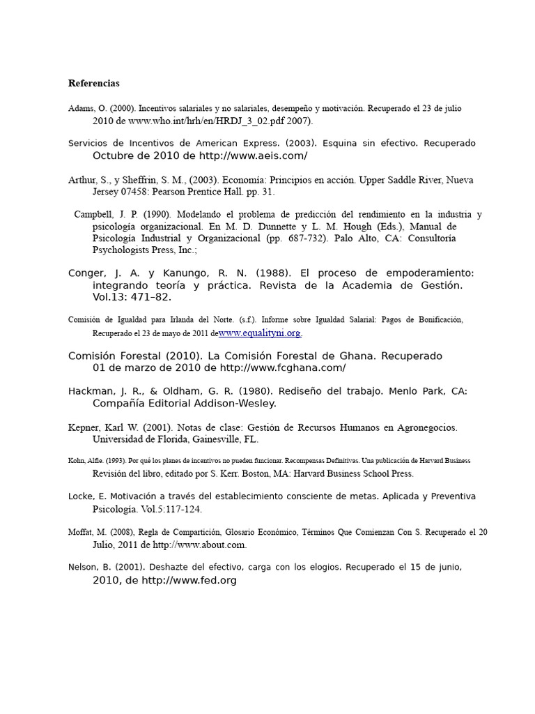 Referencias para La Motivación y Los Incentivos | PDF | Economias | Business