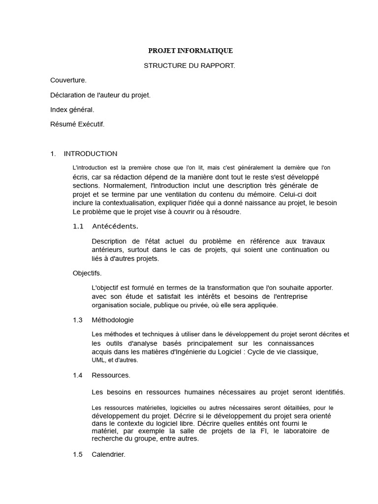 Structure Du Projet Informatique | PDF | Développement de logiciel ...