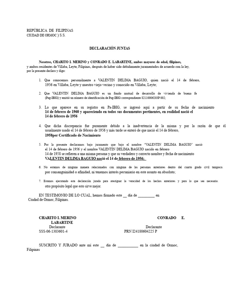 Affidávit conjunto-Pag-IBIG | PDF