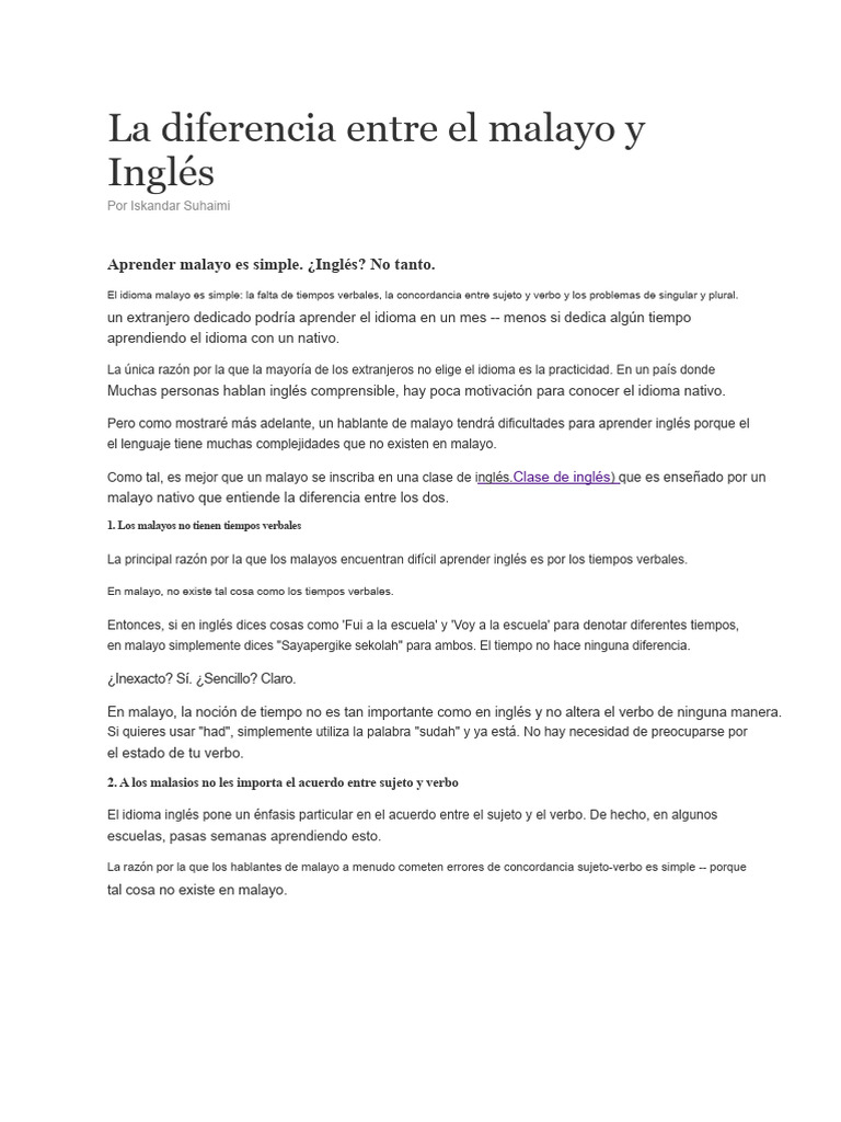 Diferencias entre malayo e inglés | PDF | Verbo | Idioma en Inglés