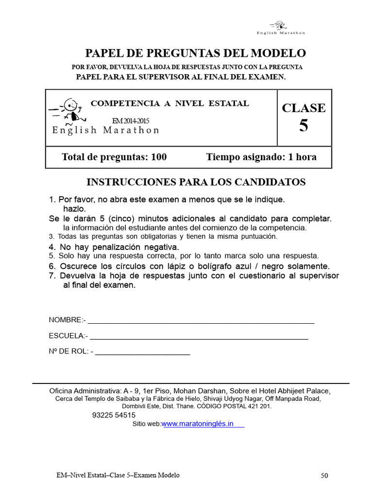 Examen Modelo de EM para Clase 5 | PDF