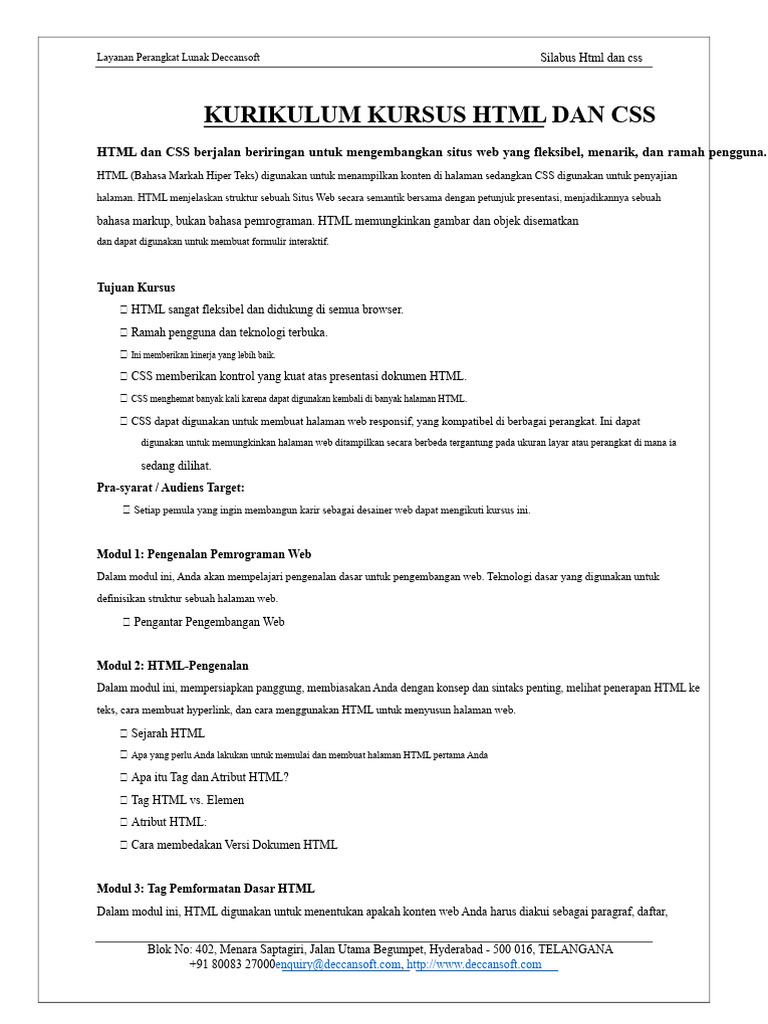HTML & Css Silabus PDF | PDF
