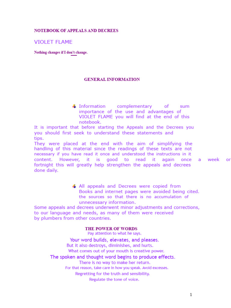 Violet Flame Notebook of Appeals and Decrees | PDF | Resurrection Of ...
