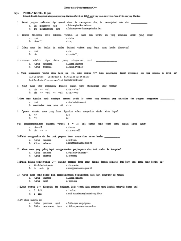 Dasar Pemrograman C++ untuk Pemula | PDF