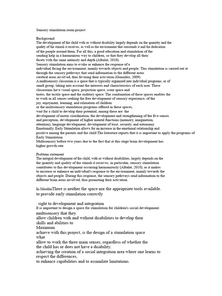 Sensory stimulation room project | PDF | Perception | Senses