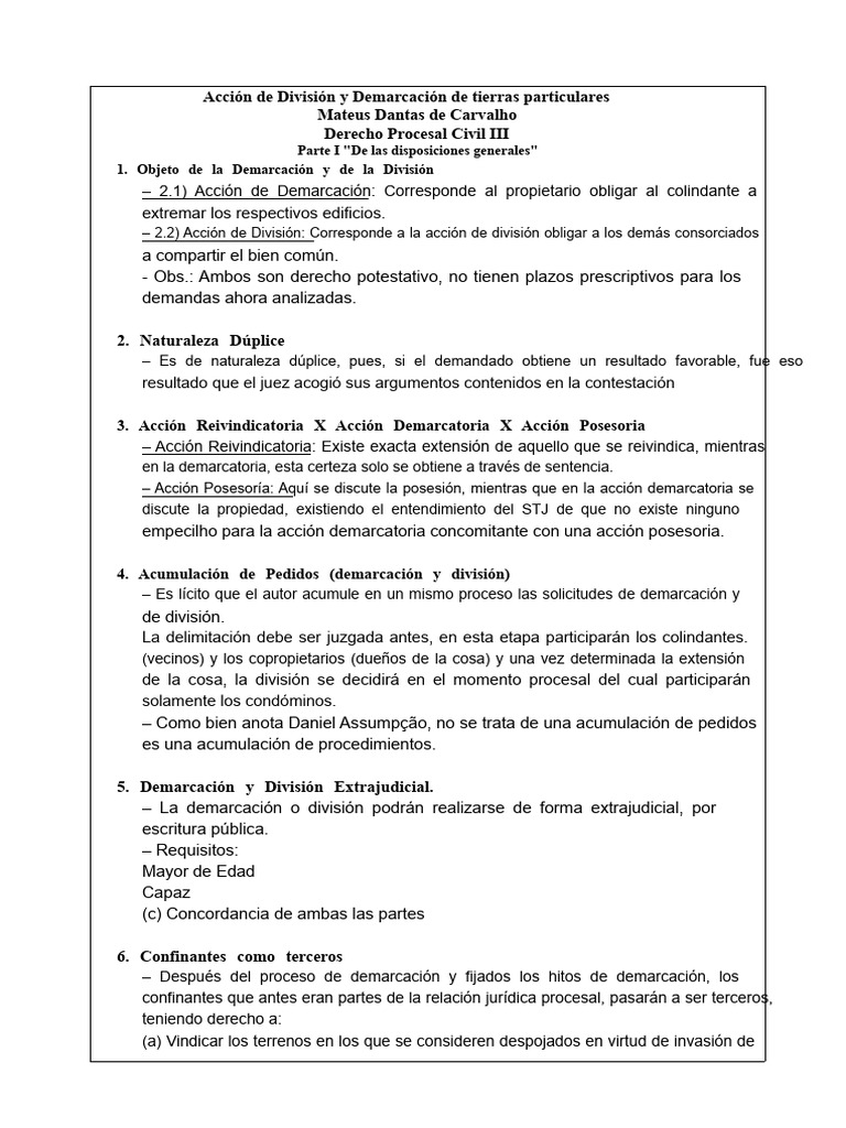 Demarcación y División de Tierras: Guía Legal | PDF | Sentencia (ley ...