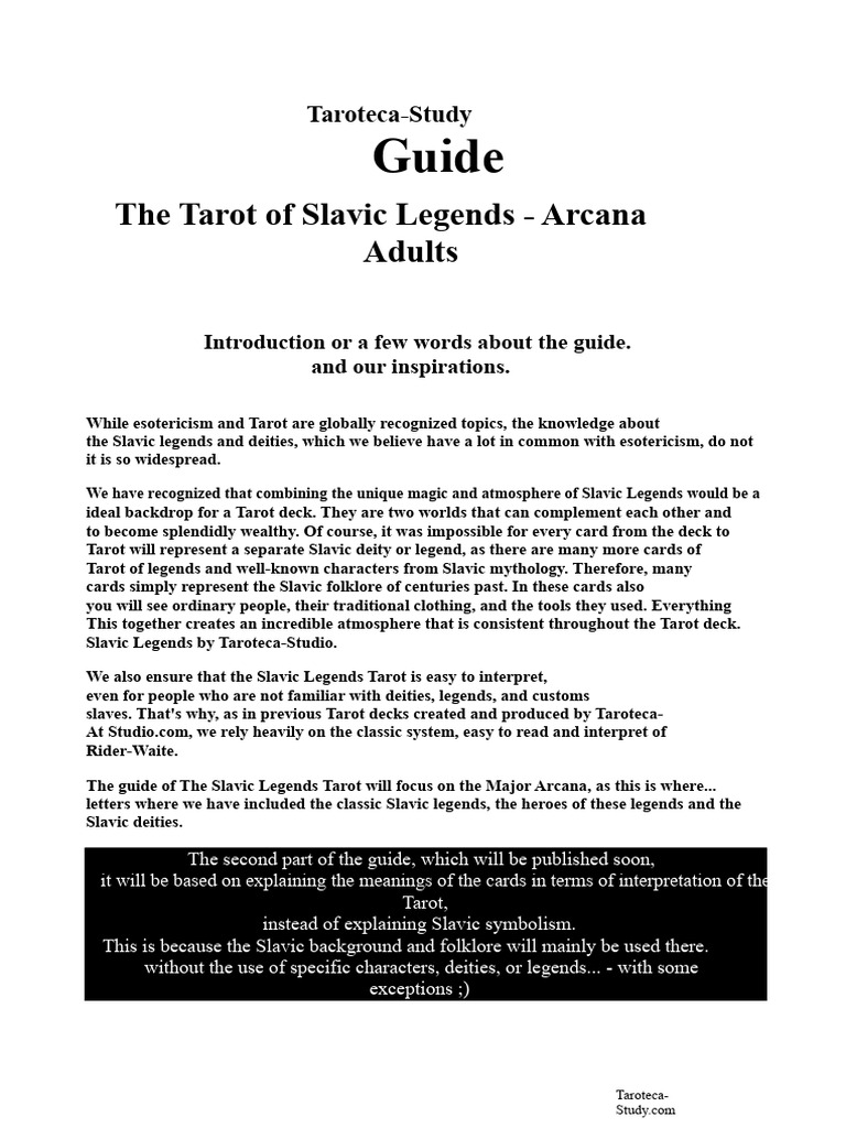 Slavic Legends Tarot Guidebook Overview | PDF