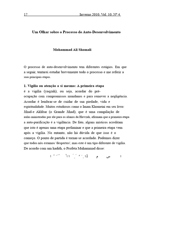 Dr. M Shomali - Um Olhar Sobre o Processo de Auto-Desenvolvimento | PDF ...