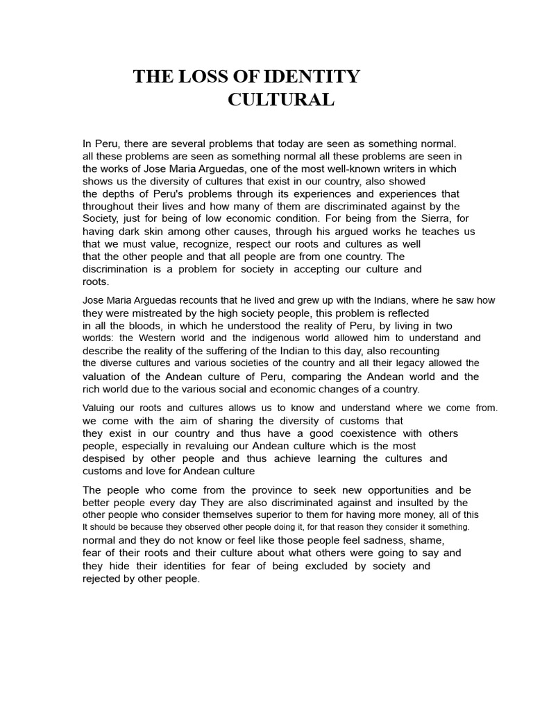 The Loss of Cultural Identity | PDF | Peru