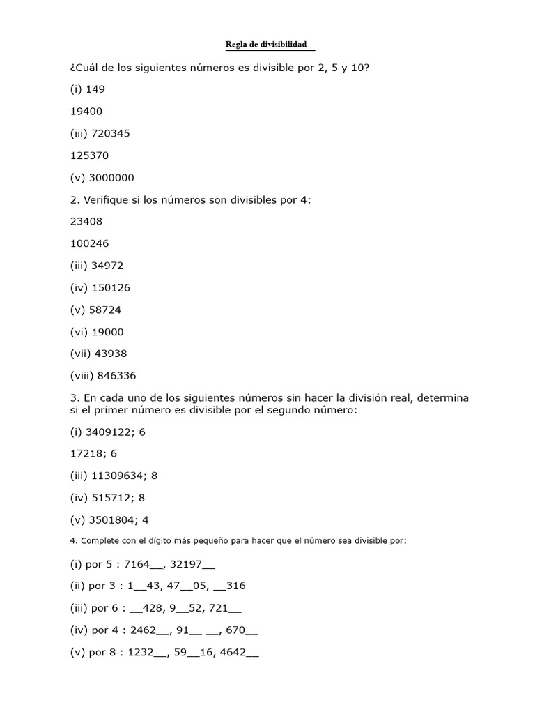 1.3 Regla de Divisibilidad PDF | PDF
