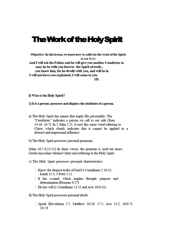 Understanding the Holy Spirit's Role | PDF | Glory (Religion) | Baptism ...