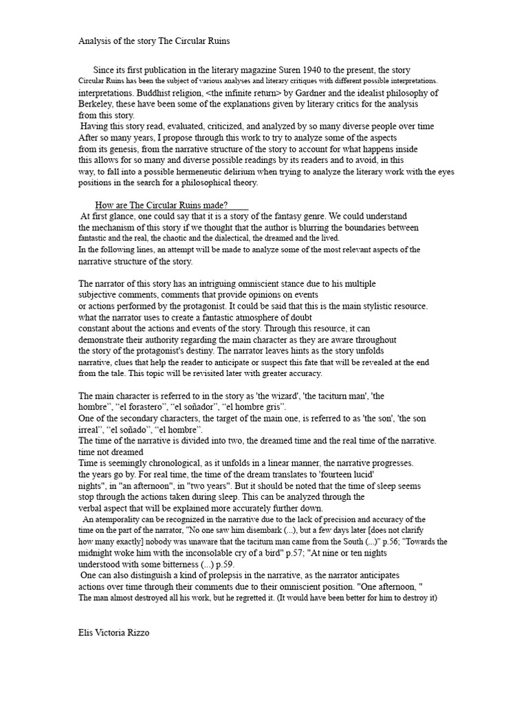 Analysis of The Circular Ruins | PDF | Narrative | Literary Criticism
