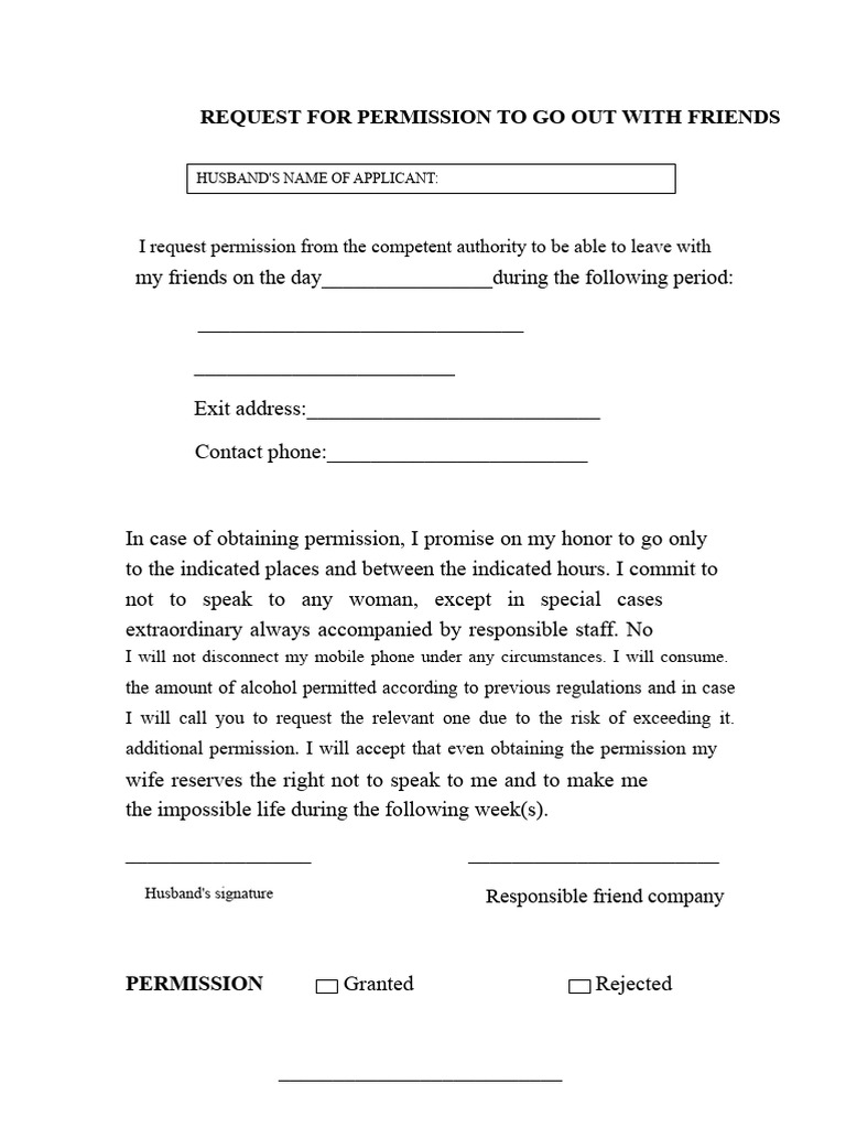 Request For Permission To Go Out With Friends | PDF