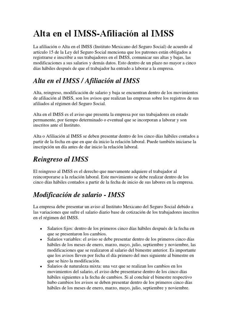 Guía de Alta y Afiliación al IMSS | PDF | Gobierno